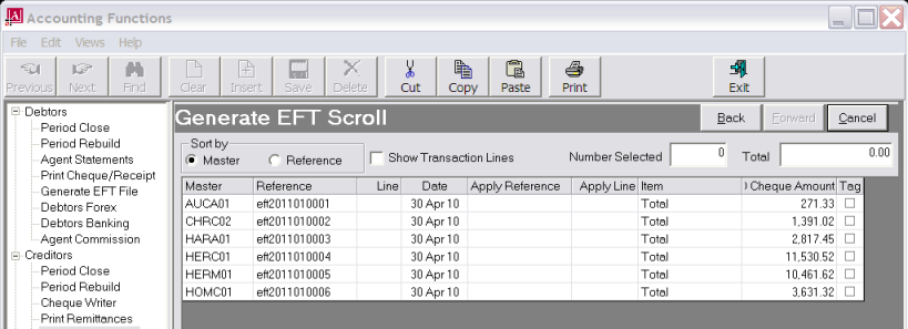 Output Documents EFT