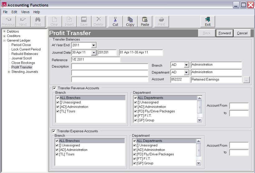 Year End Profit Transfer
